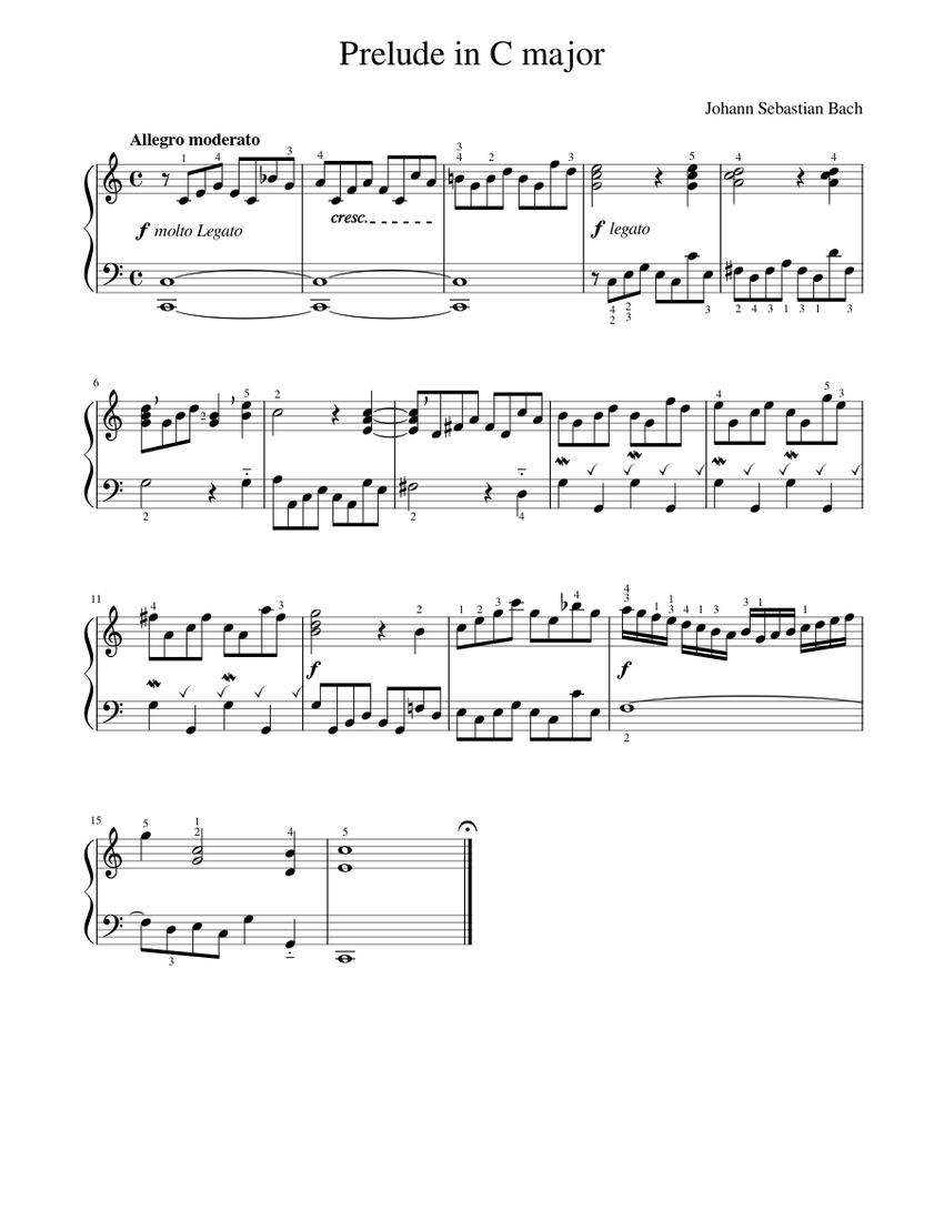Bach, Prelude in C major, BWV 939 Sheet music for Piano (Solo) Easy ...