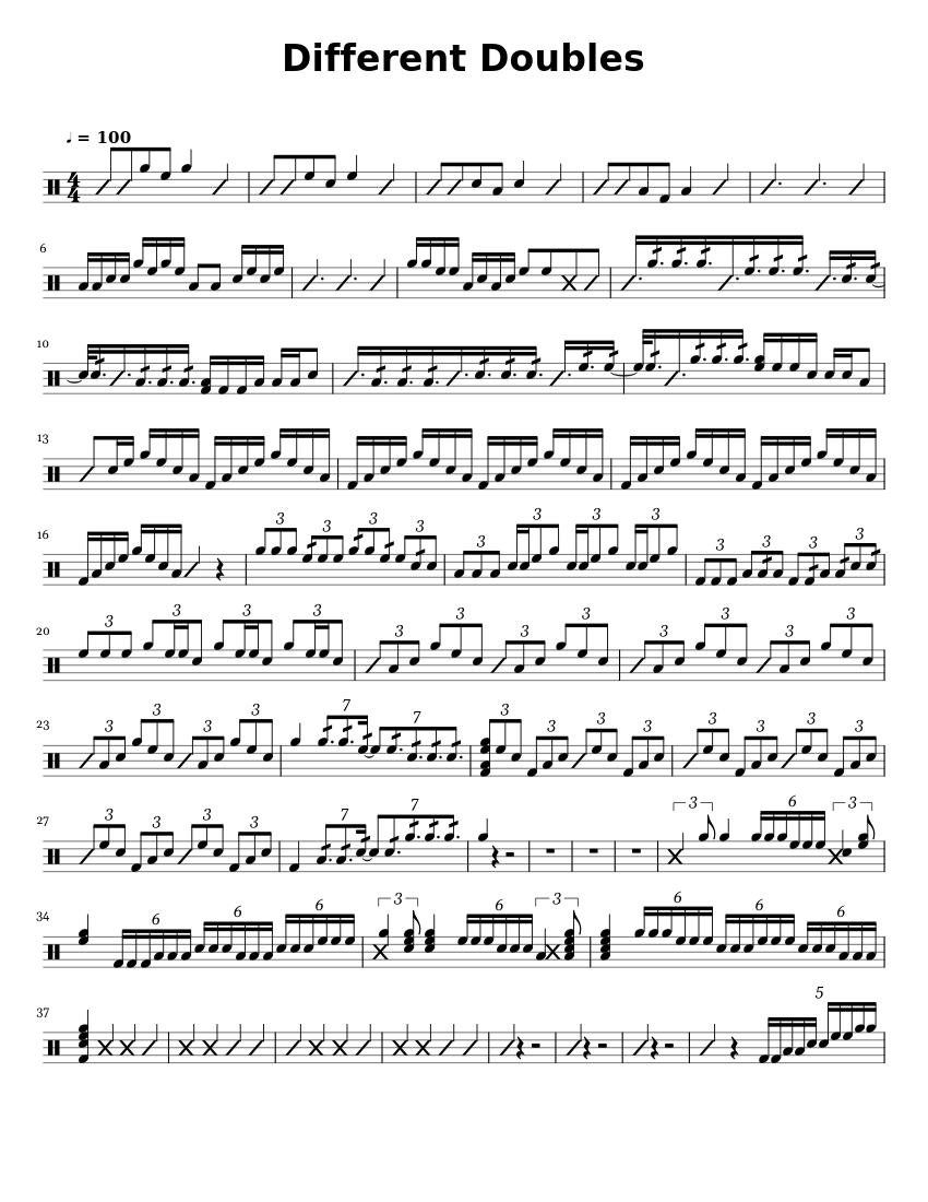 Different_Doubles Sheet music for Bass drum (Solo) | Musescore.com