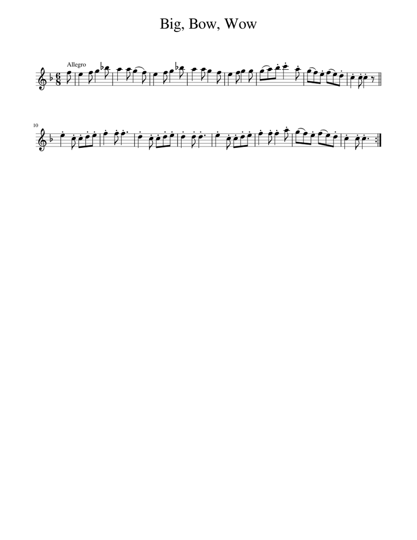 Big, Bow, Wow Sheet music for Piano (Solo) Easy | Musescore.com