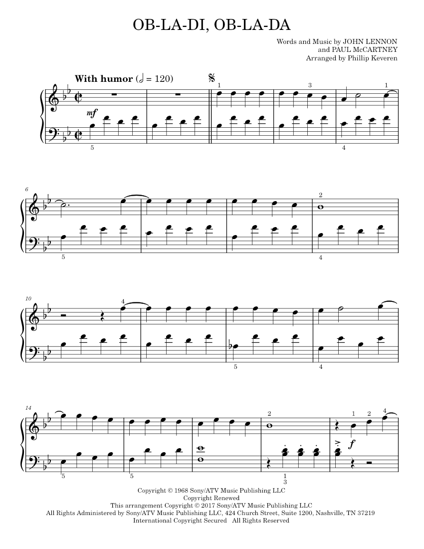 Play Official version of Ob-la-di, Ob-la-da sheet music by The Beatles ...