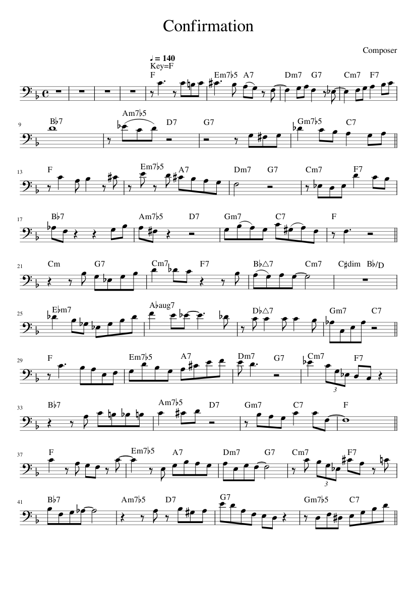 ☆Confirmation【Bassソロ】 Sheet music for Piano (Solo) Easy | Musescore.com
