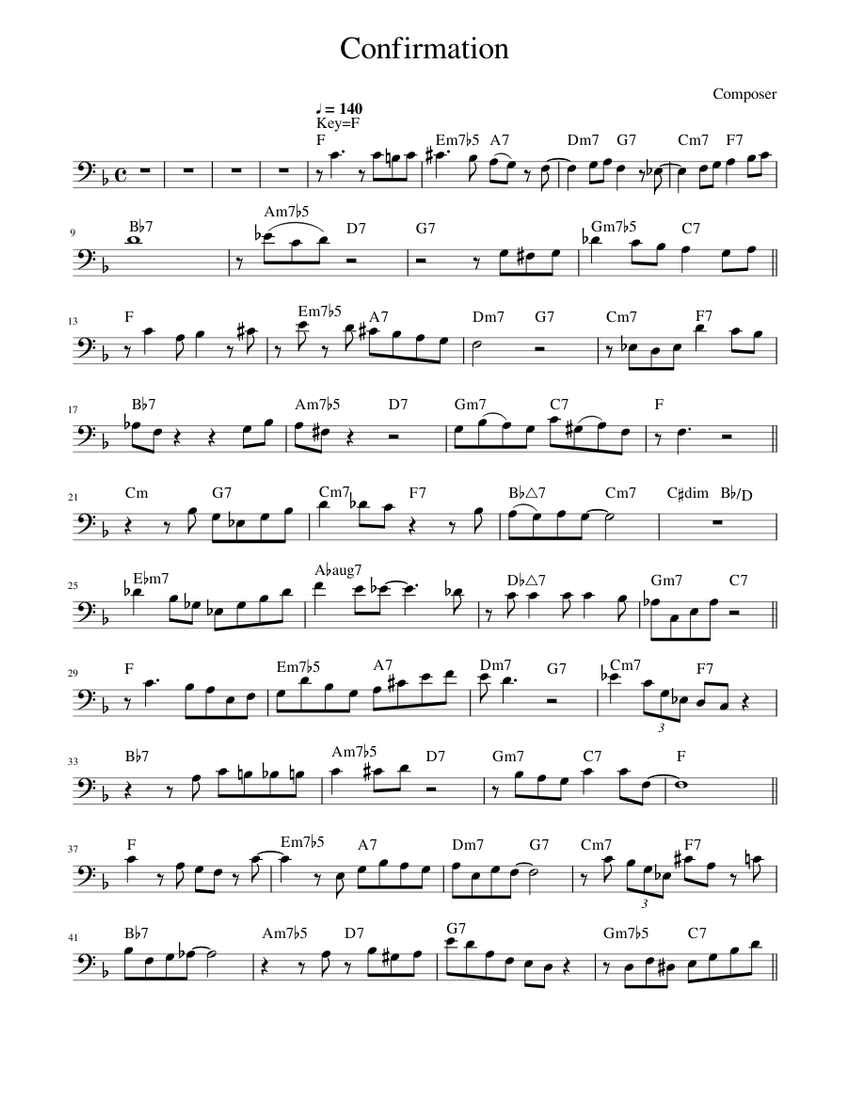☆Confirmation【Bassソロ】 Sheet music for Piano (Solo) | Musescore.com