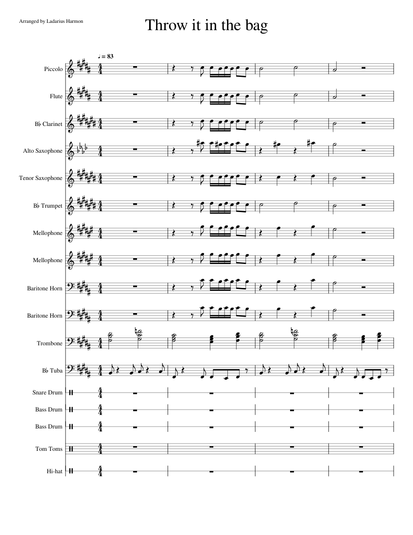 Throw_it_in_the_bag Sheet music for Trombone, Tuba, Mellophone, Flute ...