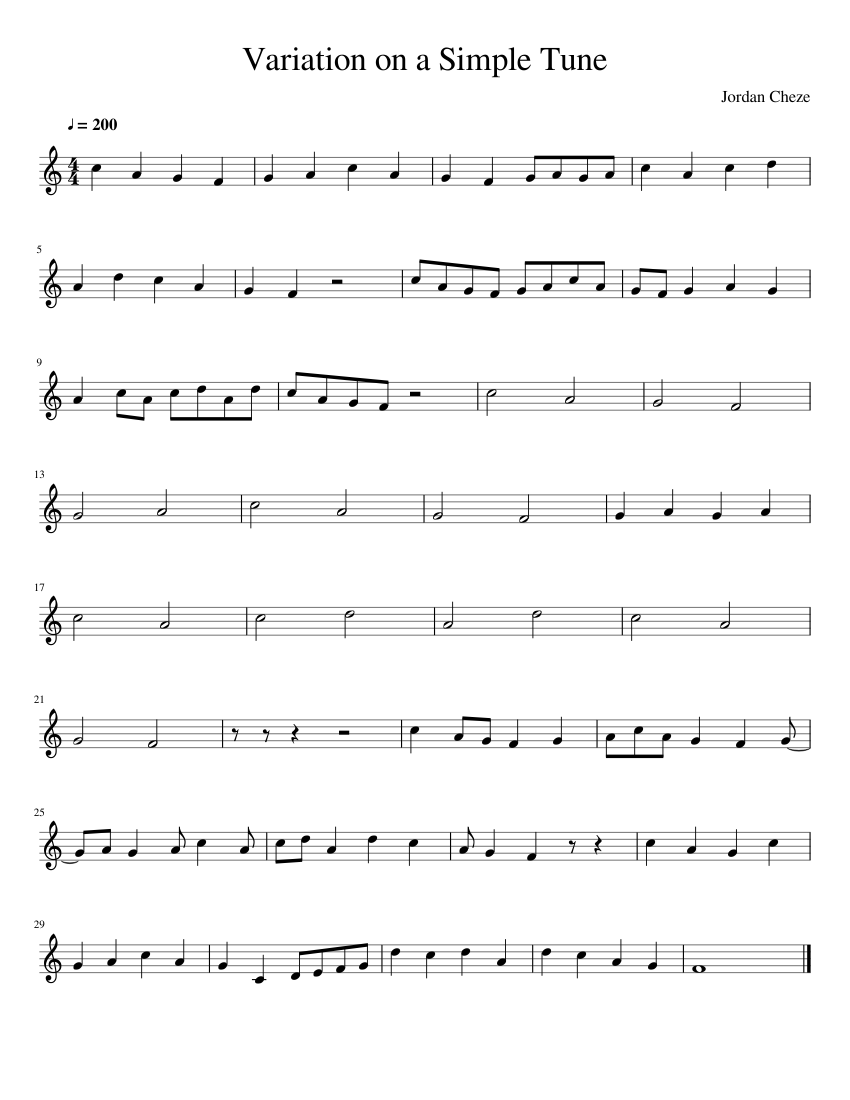Simple variations on THAT Tune Sheet music for Piano (Solo) | Musescore.com