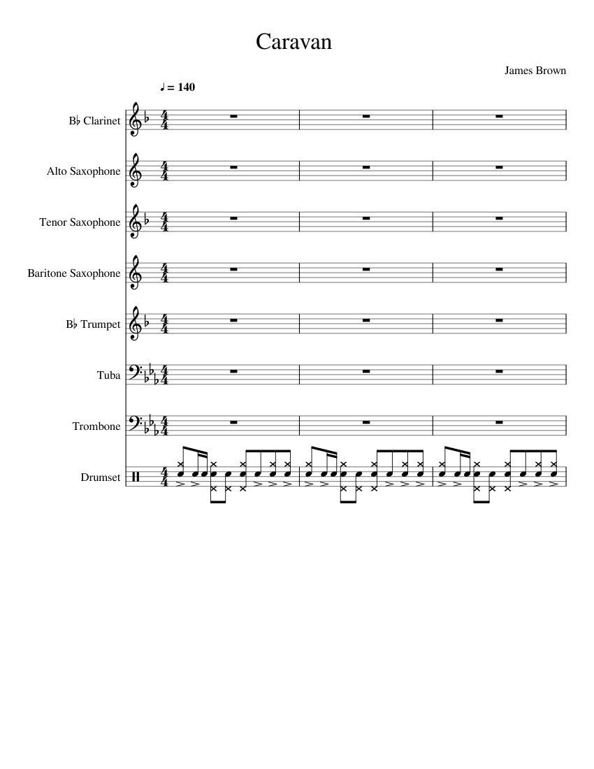 Caravan Sheet music for Trombone, Tuba, Clarinet in b-flat, Saxophone ...
