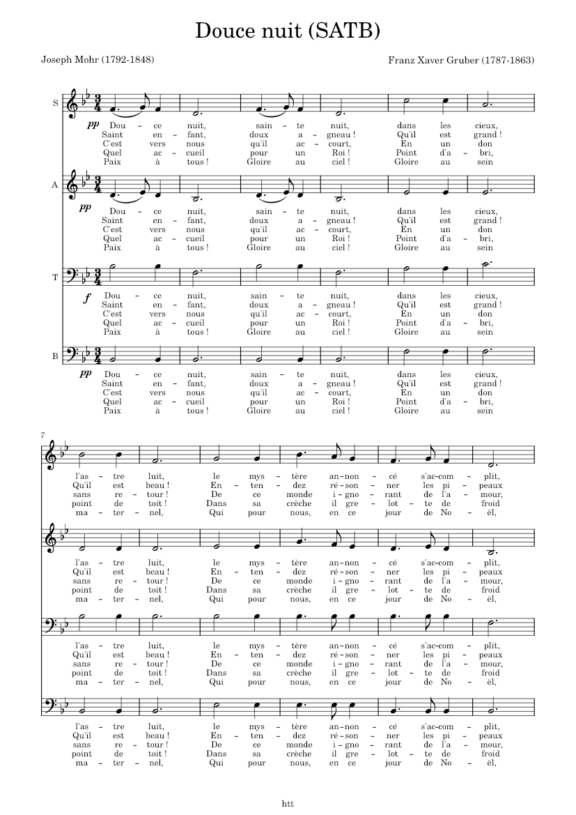 Douce Nuit – Misc Traditional Douce nuit Ténor Sheet music for Piano ...