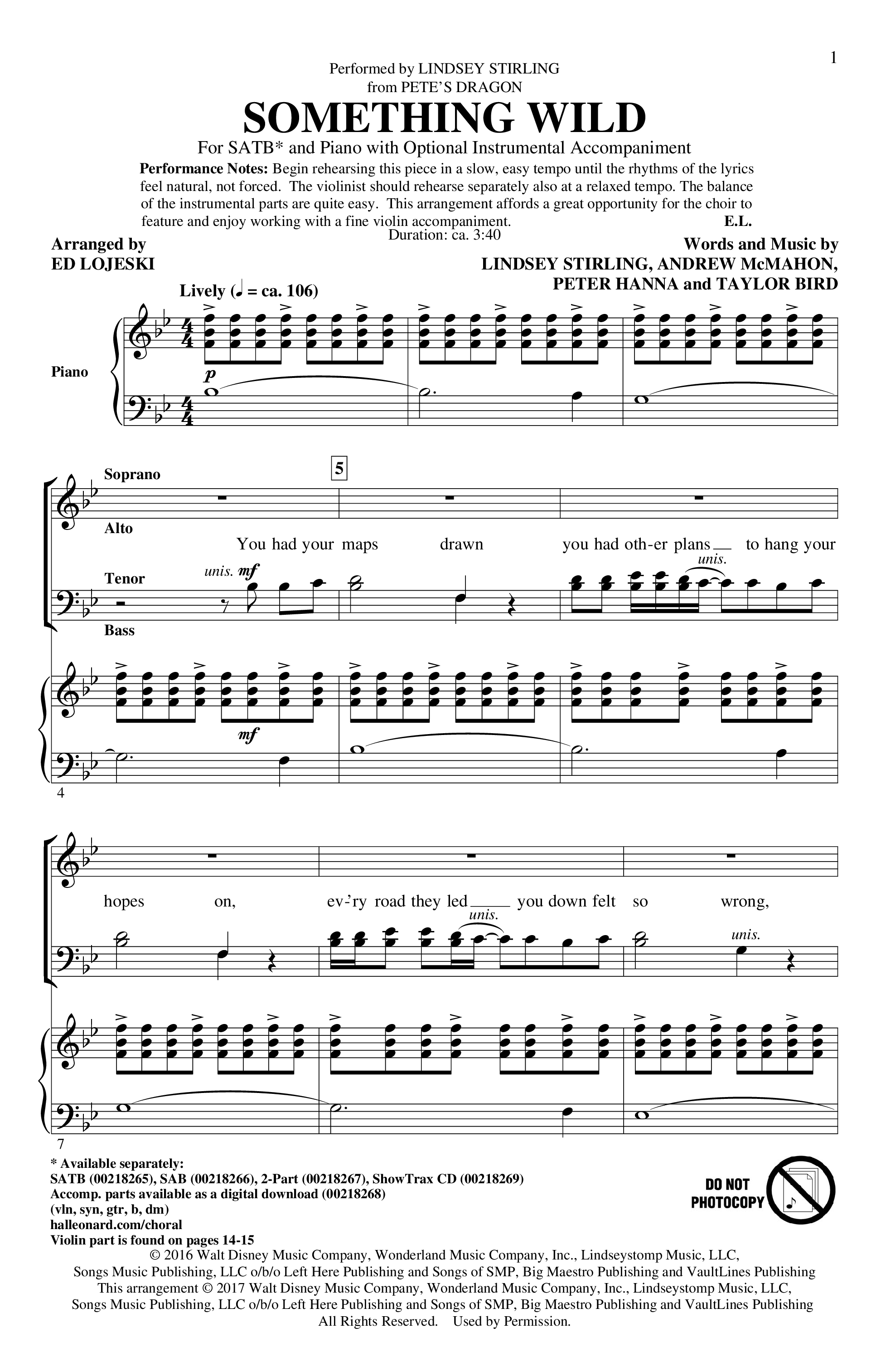Play Official version of Something wild sheet music by Lindsey Stirling ...