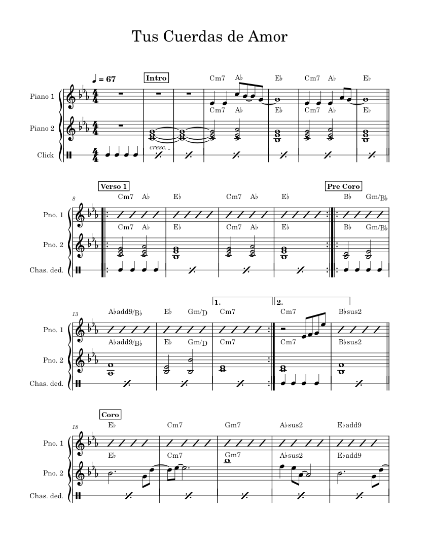 Tu Cuerdas de Amor Tus Cuerdas de Amor Sheet music for Piano, Snap ...