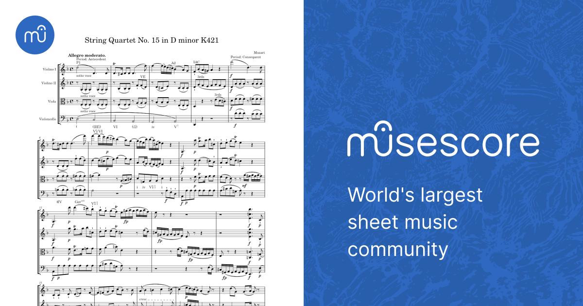 Mozart String Quartet No. 15 in D minor K421 Sheet music for Violin, Viola, Cello (String ...