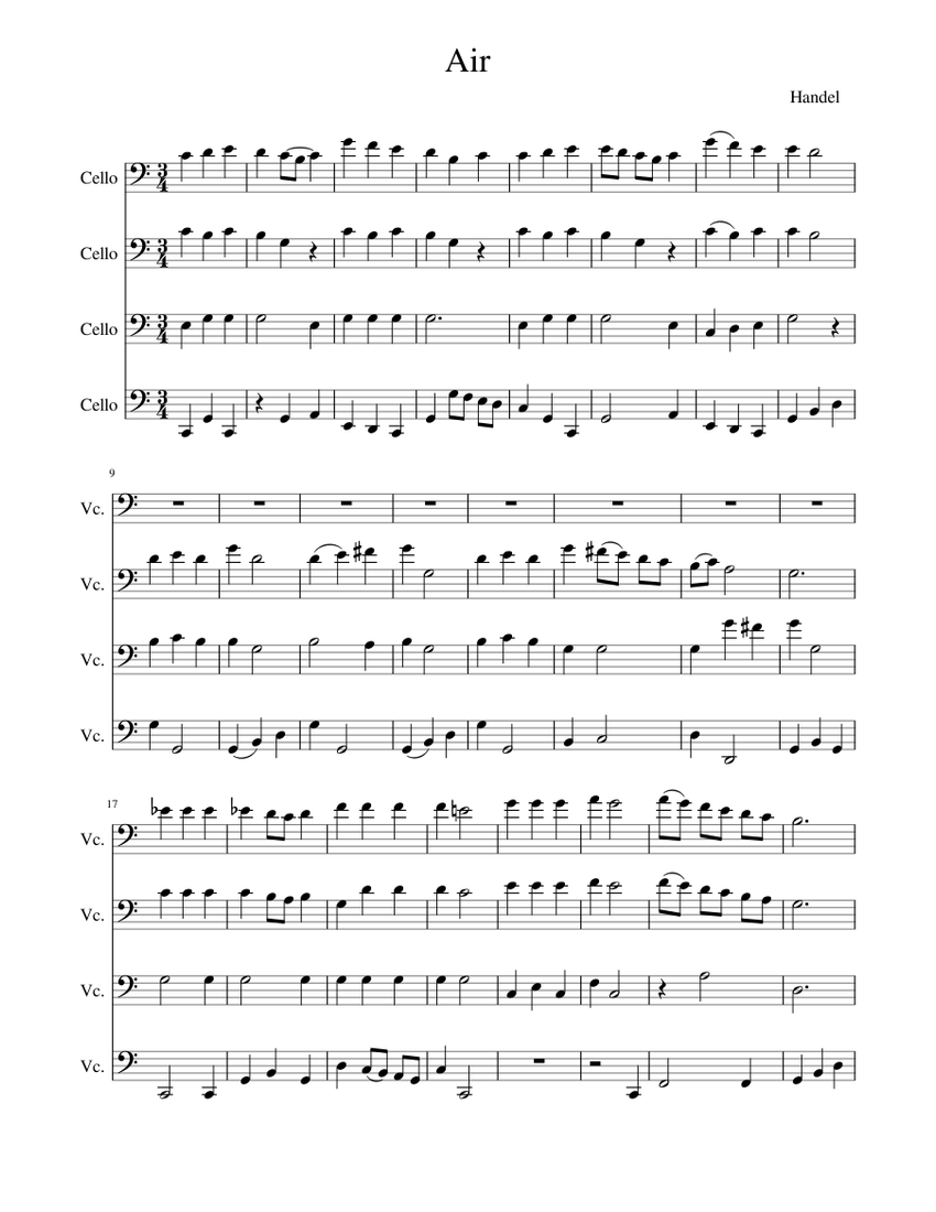 Air Handel Sheet music for Viola, Cello (Mixed Quintet) | Musescore.com