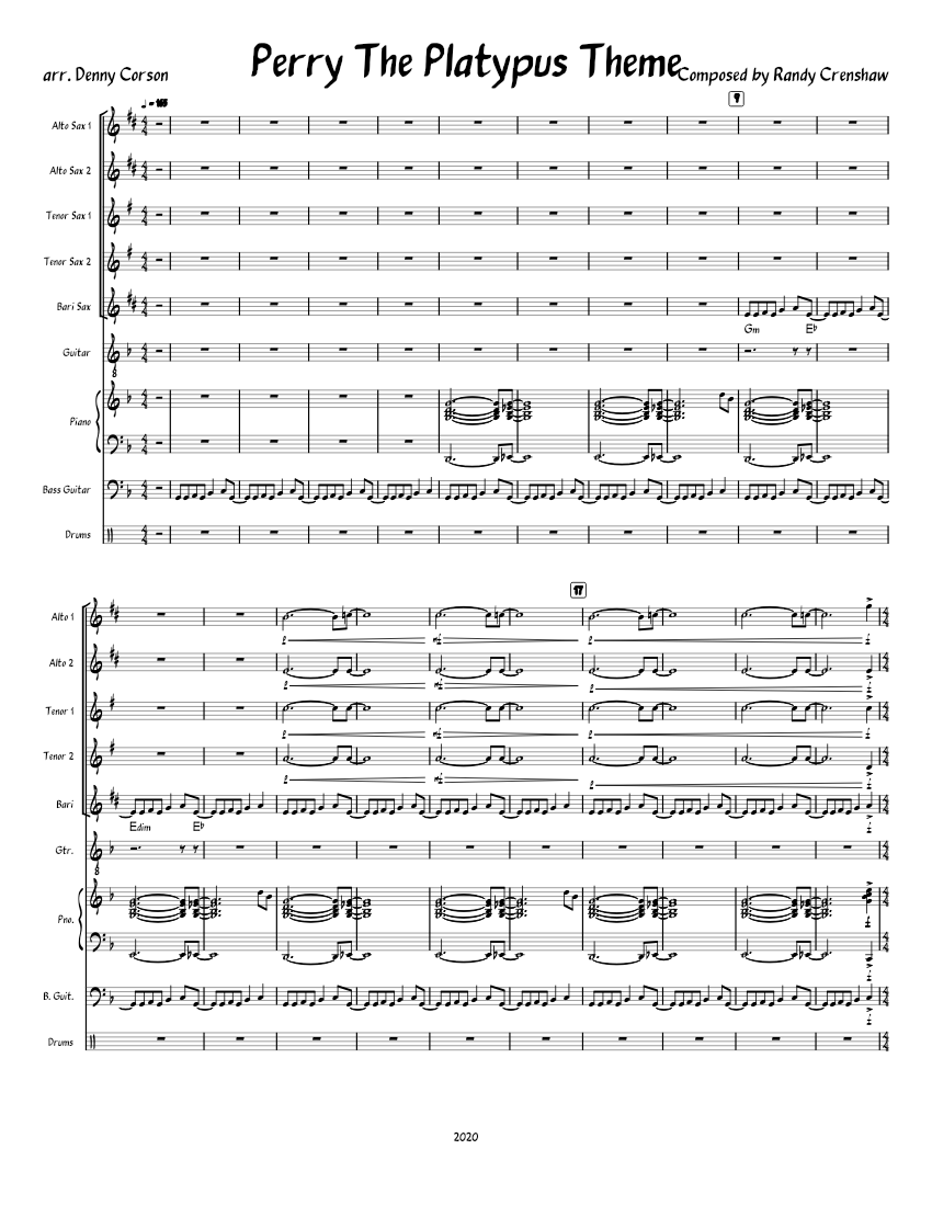 Perry The Platypus Theme Sheet music for Piano, Saxophone alto ...