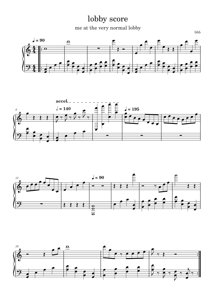 lobby score Sheet Music for Piano (Solo) easy | MuseScore.com