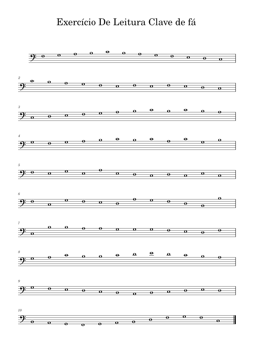 Exercício De Leitura Clave de fá Sheet Music for Piano (Solo) easy ...