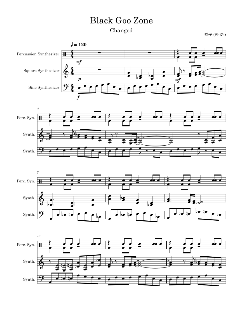 Changed OST - Black Goo Zone – 噬子 Sheet music for Drum group ...