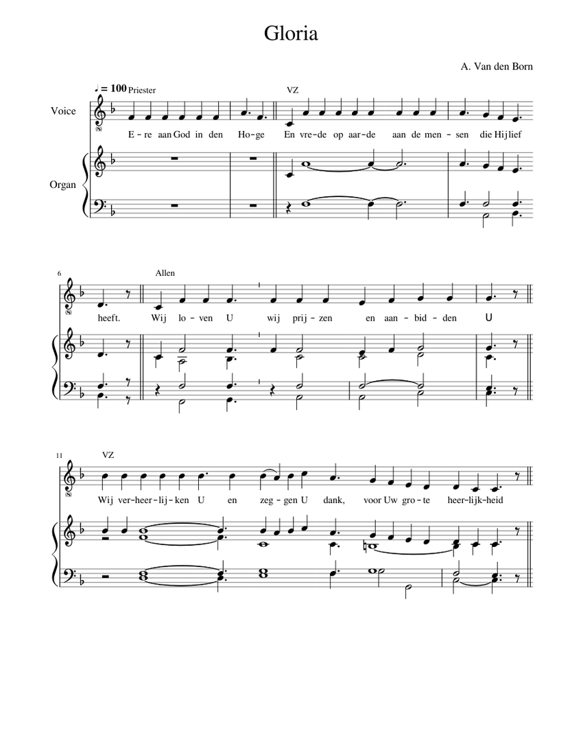 Gloria Sheet music for Organ, Vocals (Mixed Duet) | Musescore.com