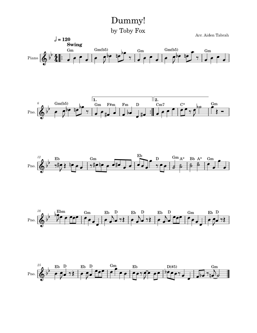 Dummy! – Toby Fox Sheet music for Piano (Mixed Quartet) | Musescore.com