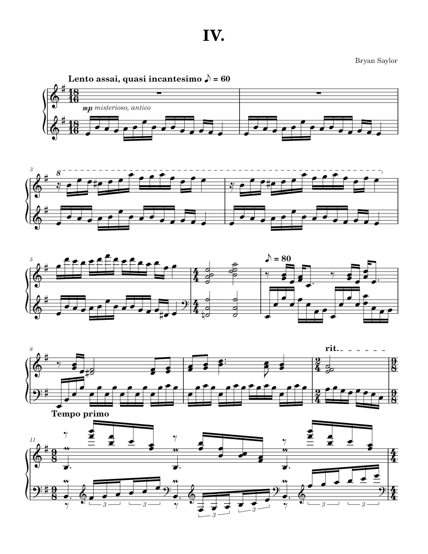 Prelude No. 4 in E Minor: Lento assai Sheet Music for Piano (Solo ...