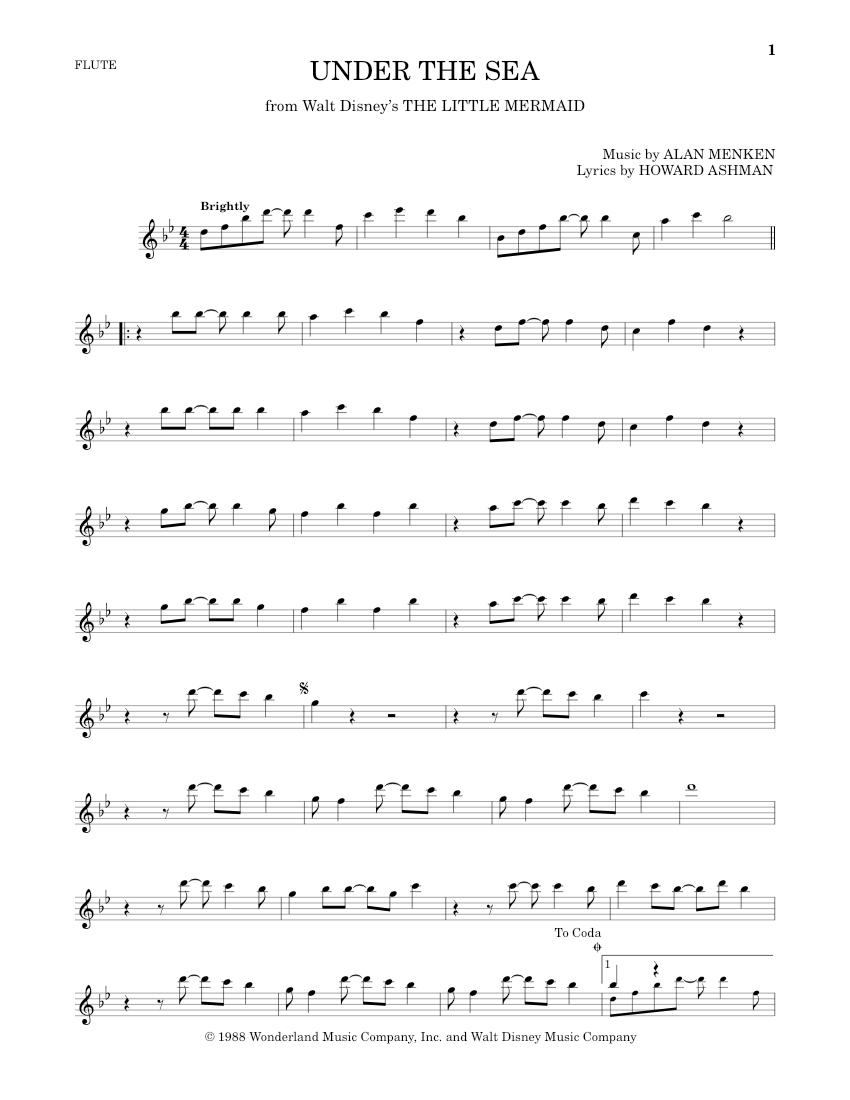 Play Official version of Under The Sea (from The Little Mermaid) Sheet ...
