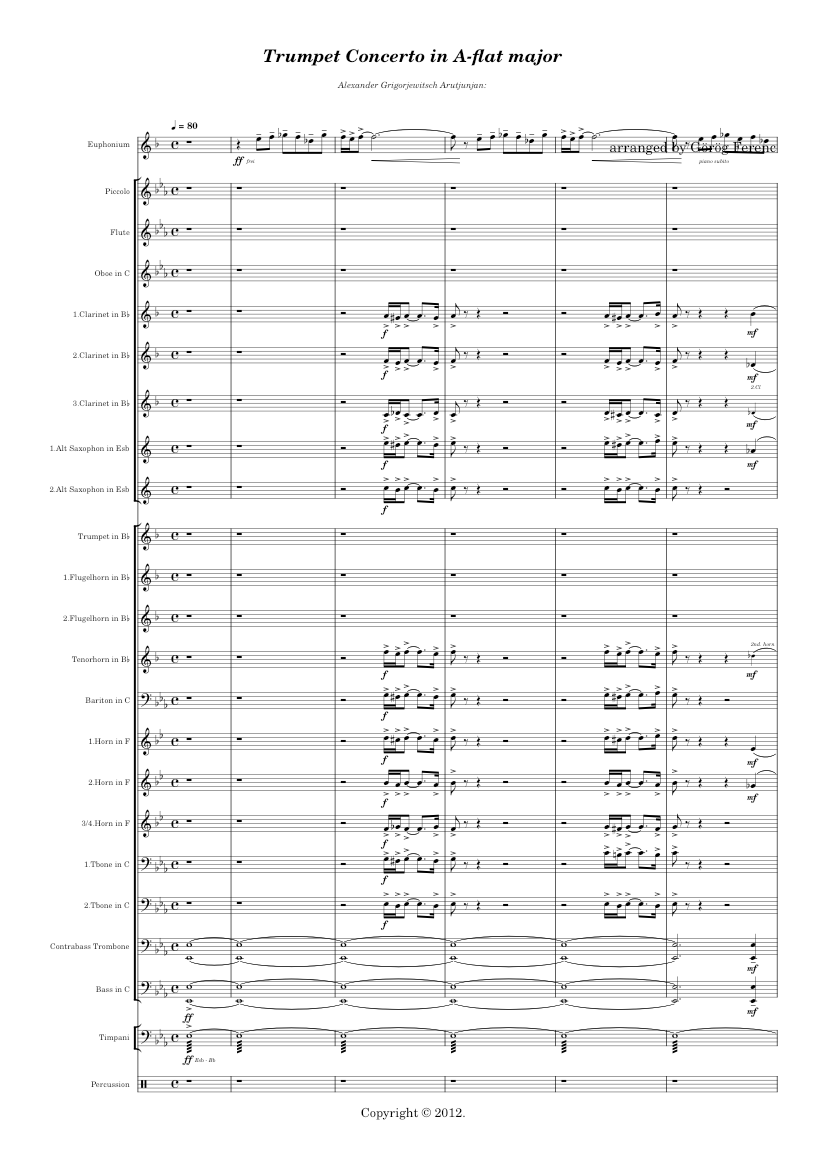 Concerto for Trumpet in Ab major – Alexander Arutiunian Sheet Music for ...