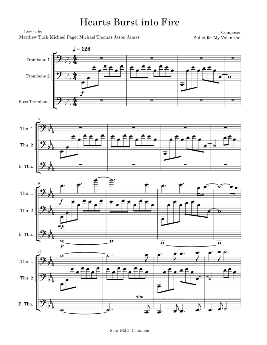 Hearts Burst into Fire – Bullet for My Valentine Sheet Music for ...