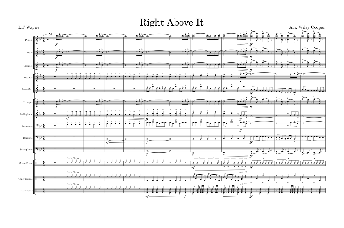 Right Above It- Marching Band Stands Tune Sheet Music for Trombone ...