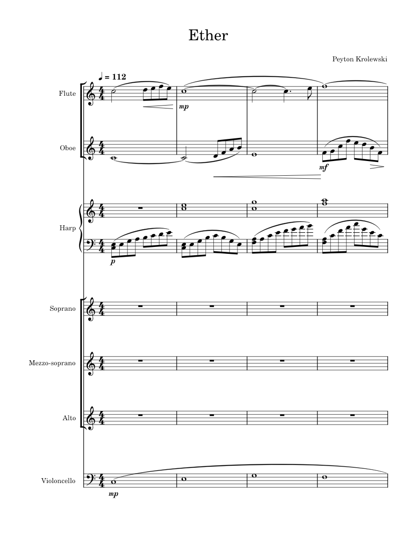 Ether Sheet Music for Flute, Oboe, Cello, Harp & more instruments ...