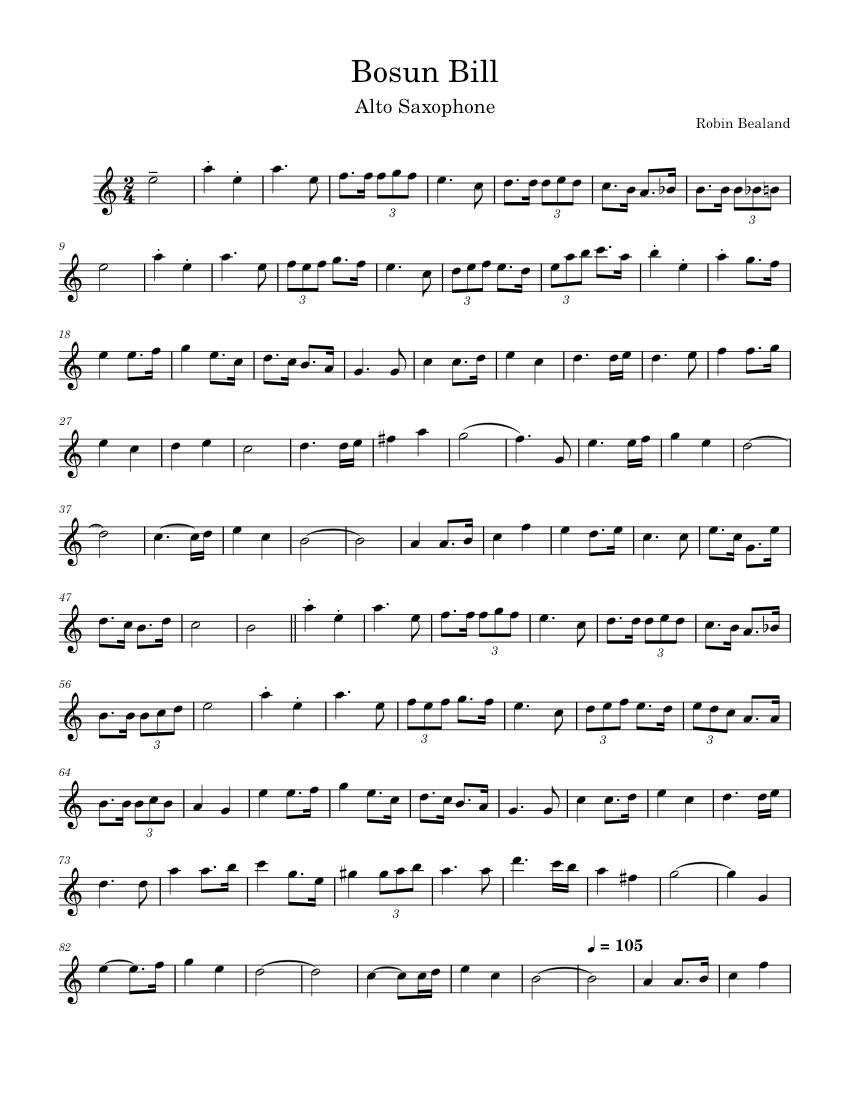 Sea of Thieves - Bosun Bill – Robin Beanland Bosun Bill Alto Sax Sheet ...