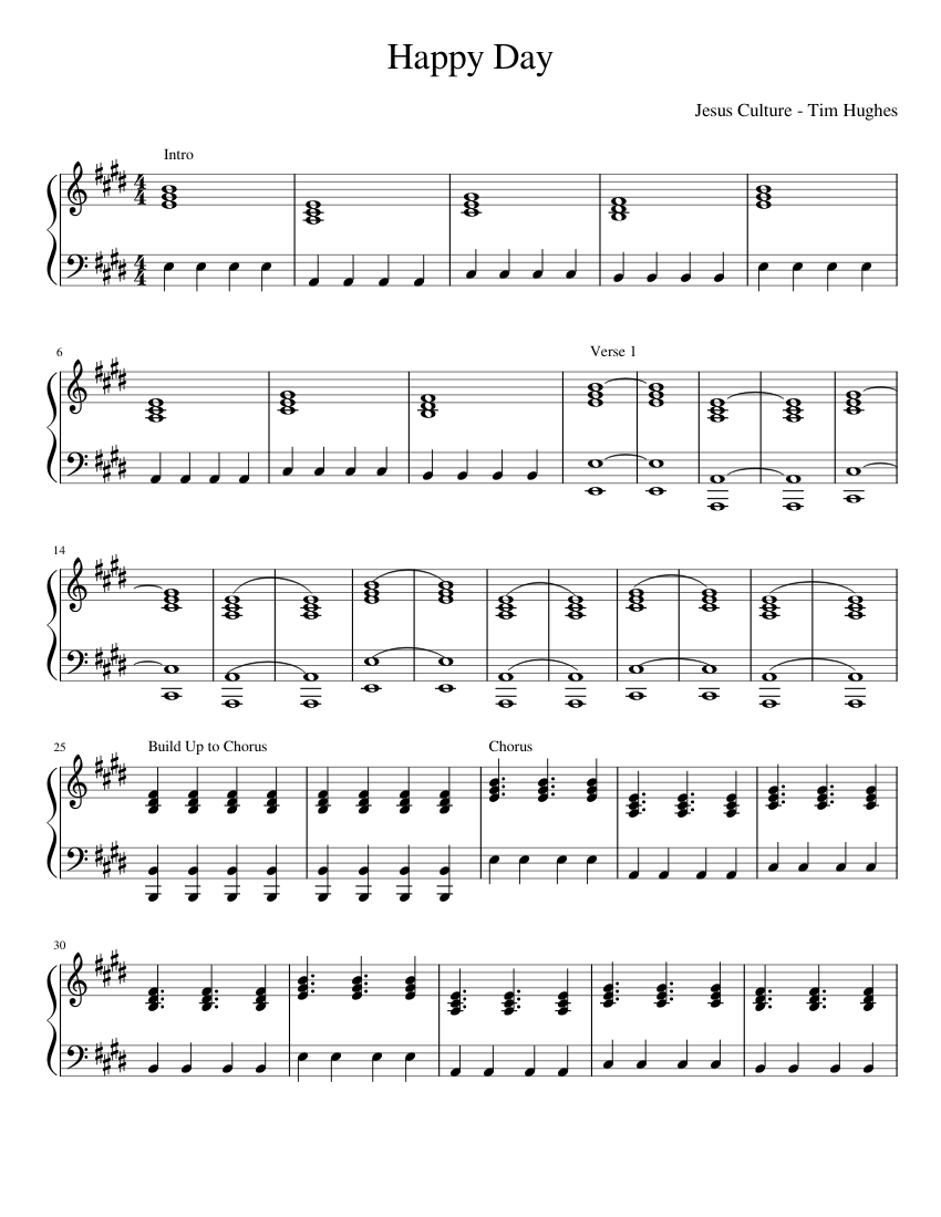 Happy Day ver.1 Sheet music for Piano (Solo) Easy | Musescore.com