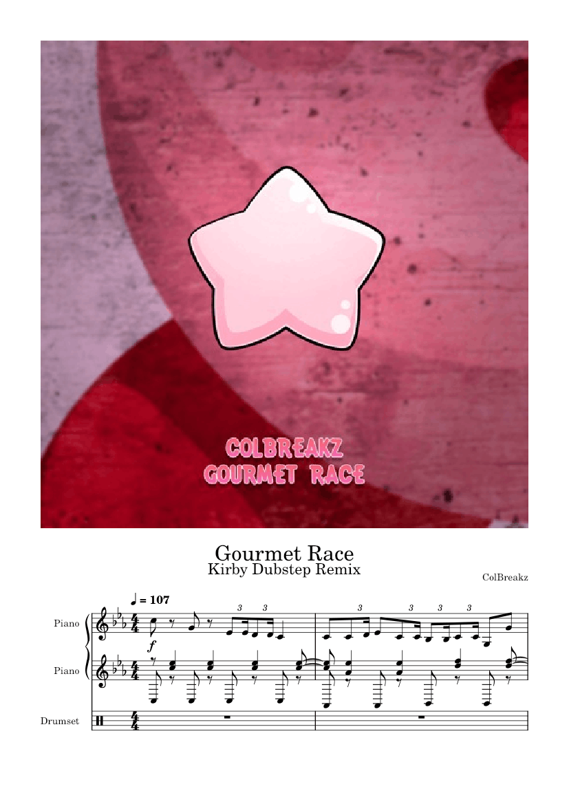 Gourmet Race (Kirby Dubstep Remix) – ColBreakz Sheet Music for Piano ...