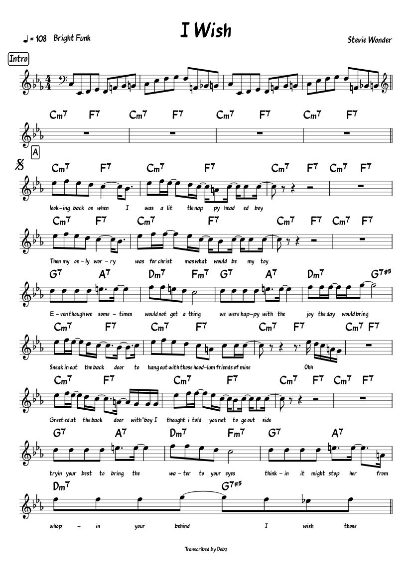 I Wish Sheet Music with Chords for Piano (Solo) easy | MuseScore.com
