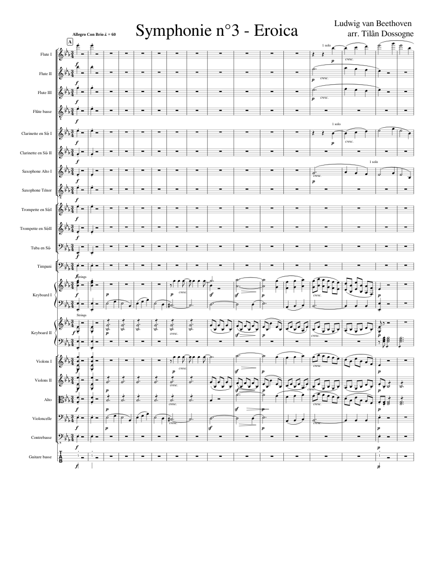 Beethoven - Symphonie n°3 Eroica - Allegro Con Brio Sheet music for ...