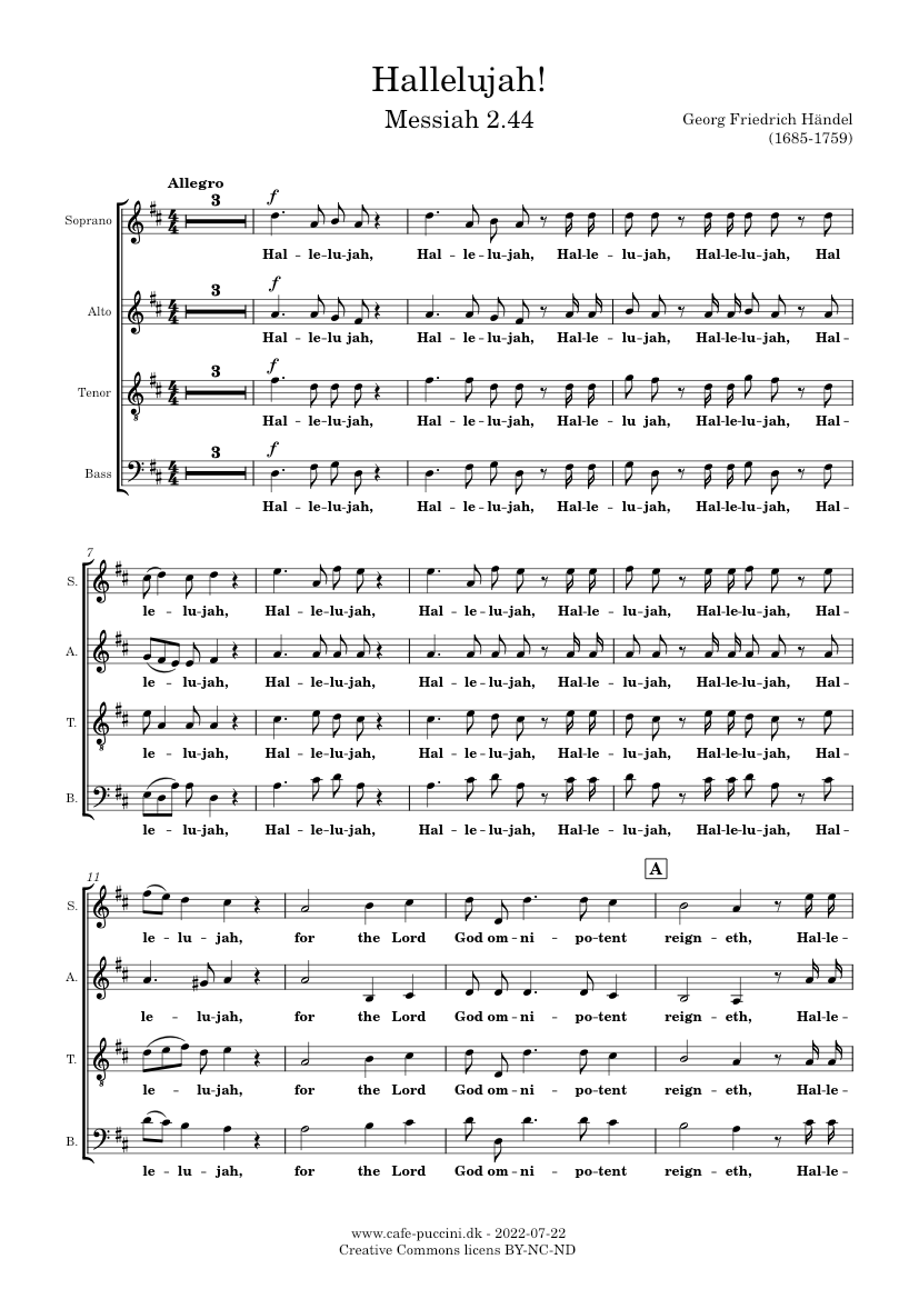 SOPRANO Hallelujah Chorus – George Frideric Handel Sheet Music for ...