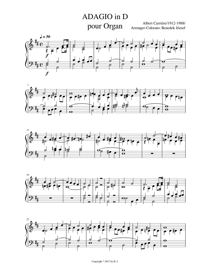 Carriere_ADAGIO_in_D Sheet music for Organ (Solo) | Musescore.com