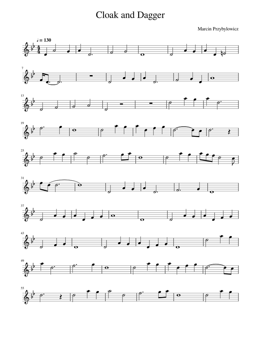 Cloak and Dagger Sheet music for Violin (Solo) | Musescore.com
