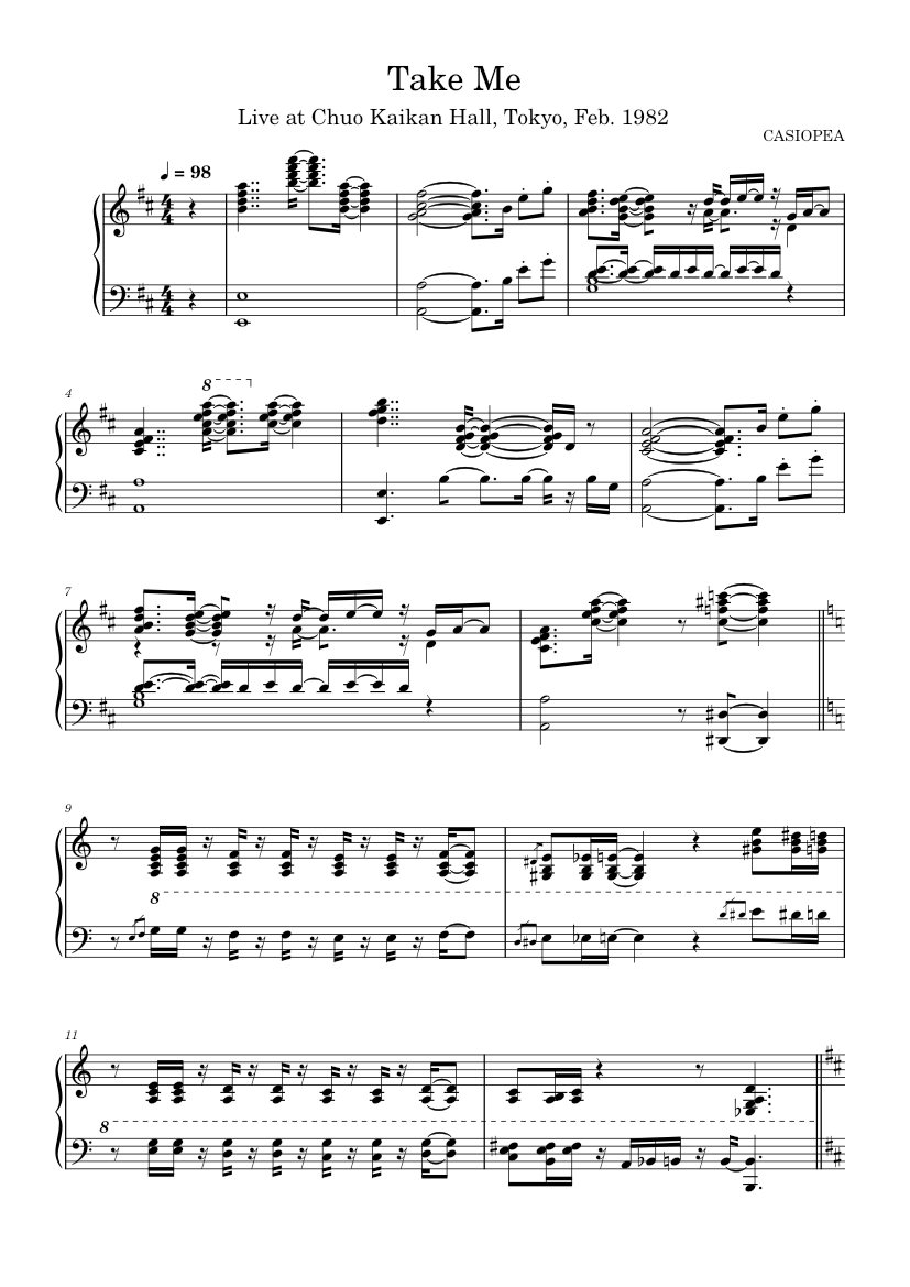 Take Me – Casiopea Take Me - CASIOPEA - Keys Sheet Music for Piano ...