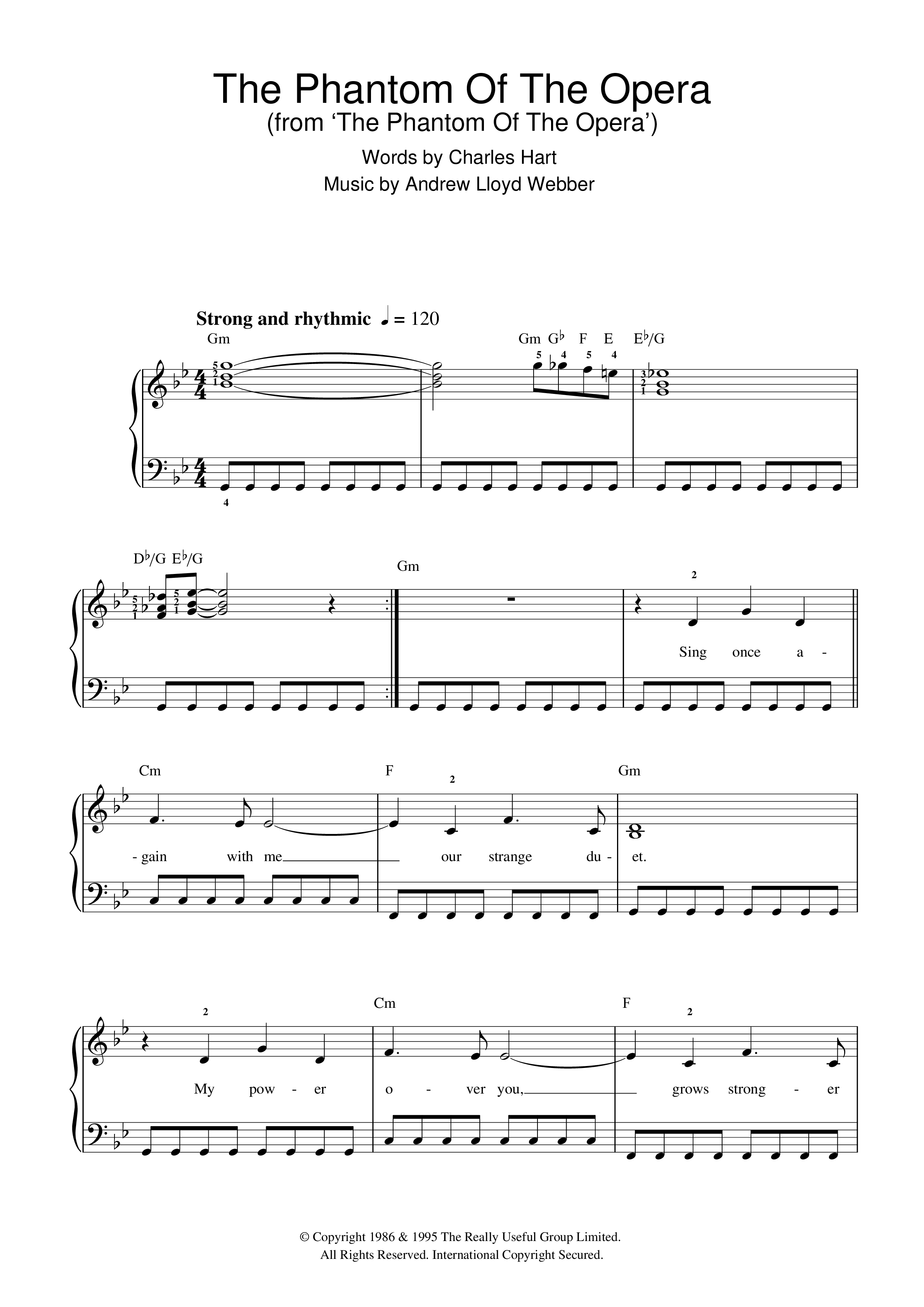 the phantom of the opera Sheet music for Piano by Andrew Lloyd Webber ...