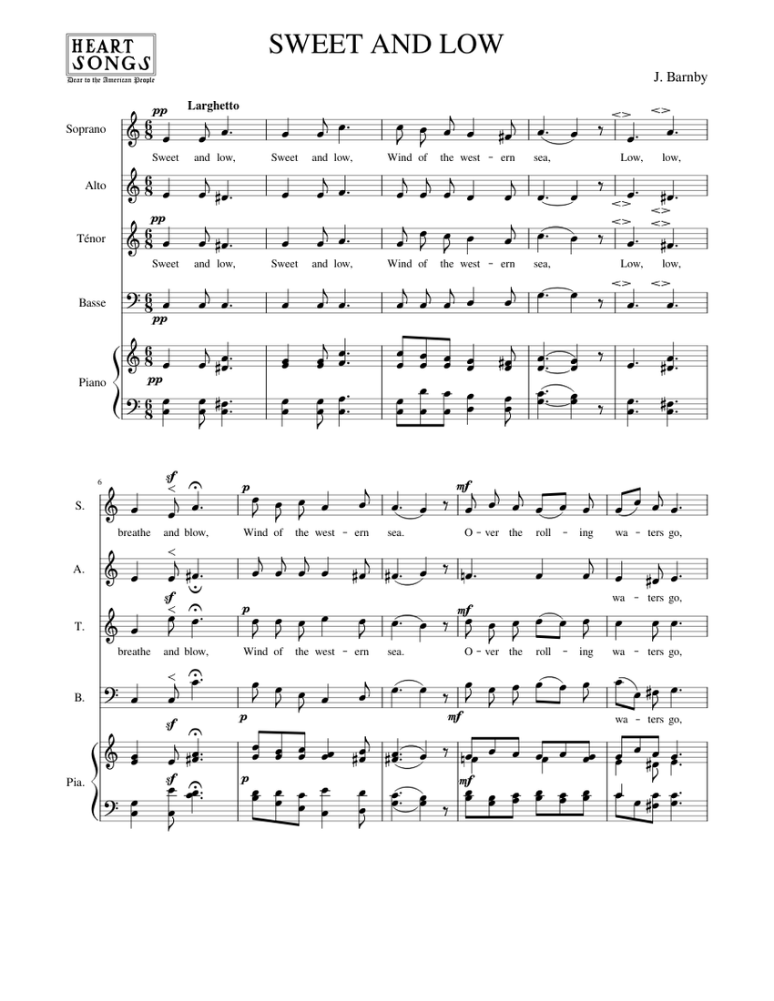 SWEET AND LOW Sheet music for Piano, Soprano, Tenor, Alto & more ...