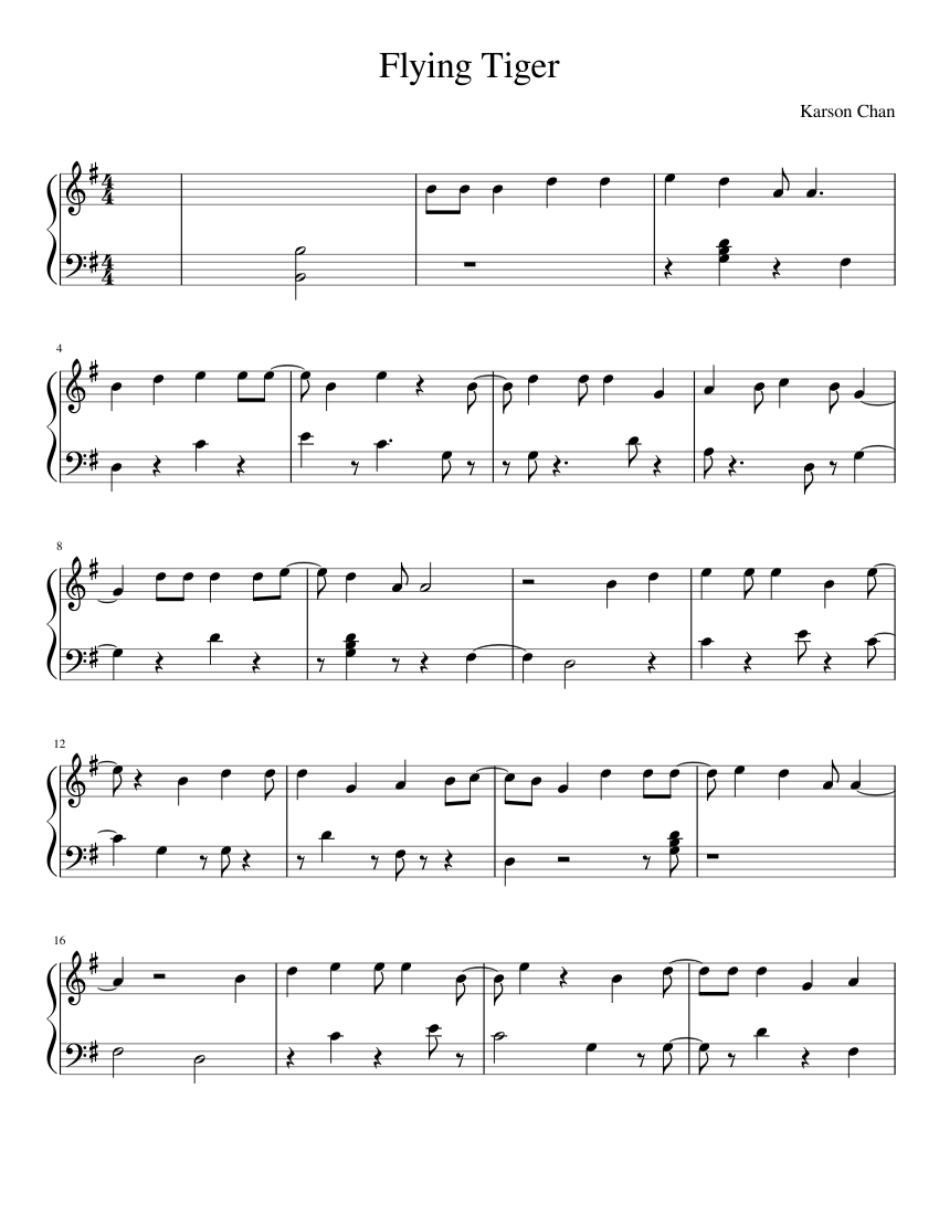 Flying Tiger Sheet music for Piano (Solo) Easy | Musescore.com