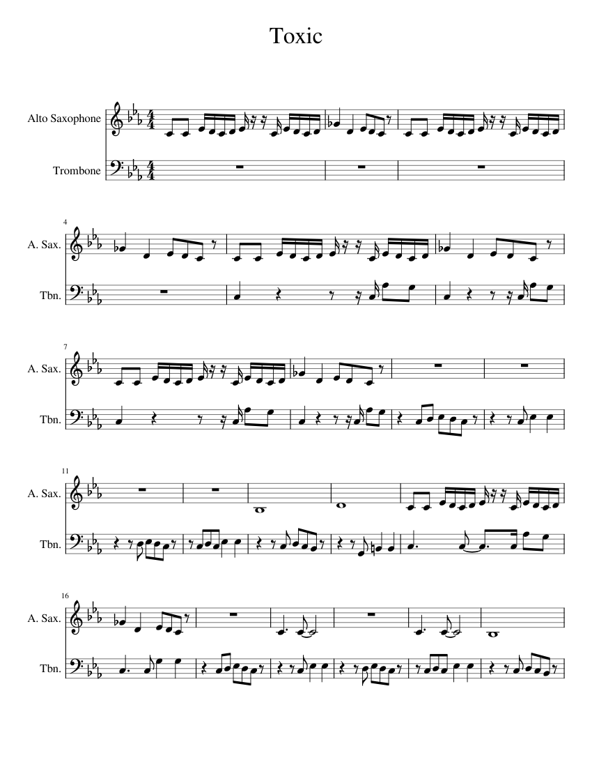 Toxic Sheet music for Trombone, Saxophone alto (Mixed Duet) | Musescore.com