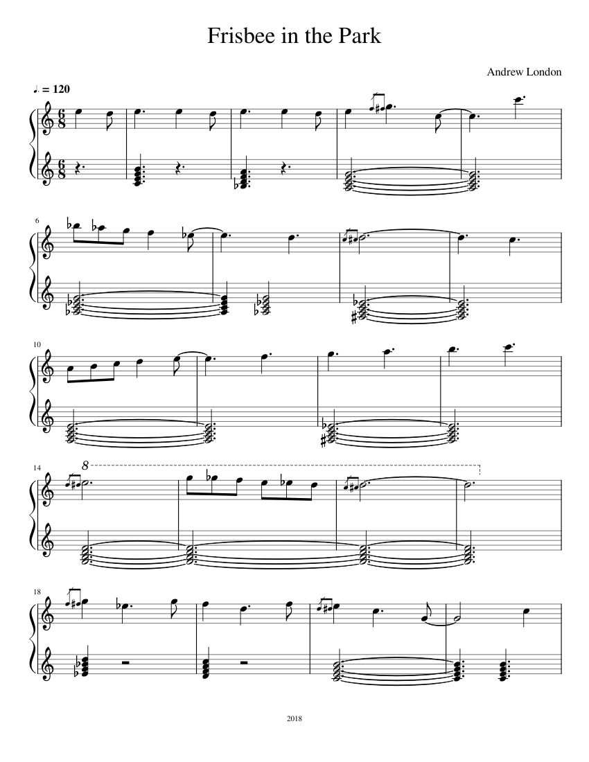 Frisbee In The Park Sheet music for Piano (Solo) Easy | Musescore.com