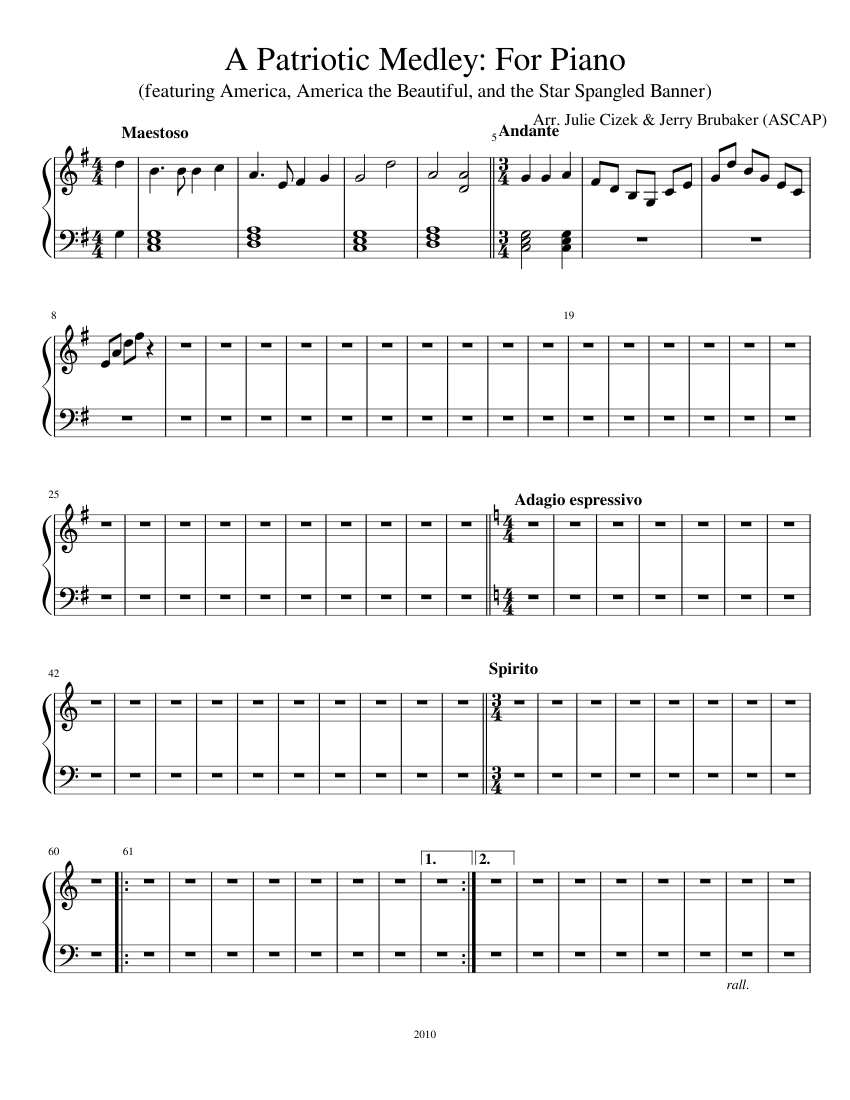 Piano Transcription A Patriotic Medley Sheet music for Piano (Solo ...
