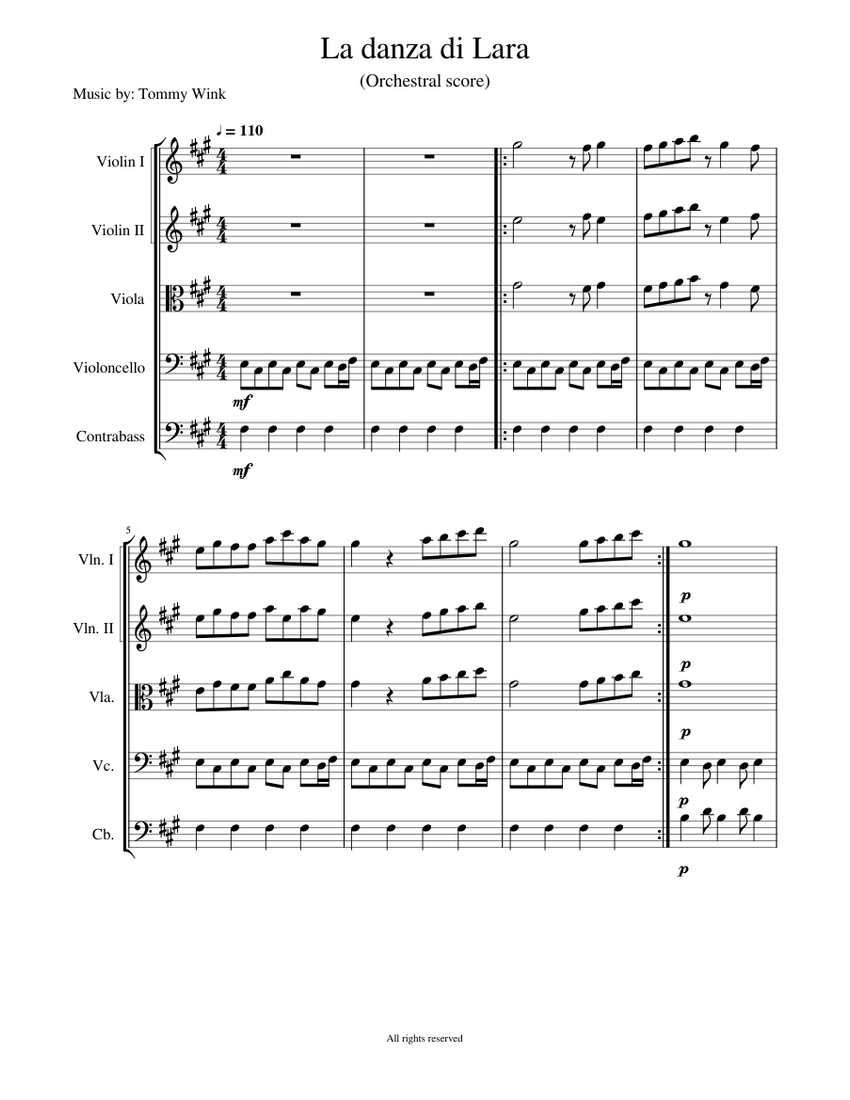 5 La_danza_di_Lara (Orchestral score) Sheet music for Contrabass ...