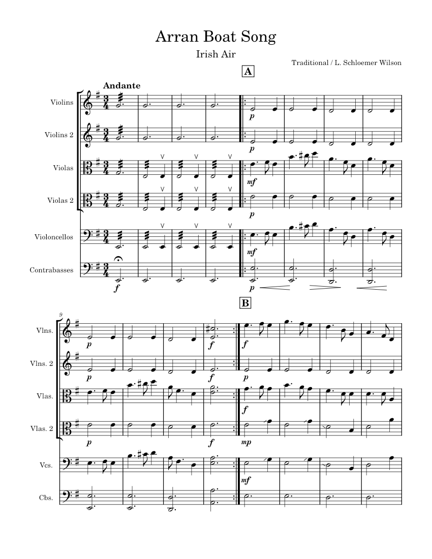 Arran Boat Song- Traditional/Lauren Schloemer Wilson Sheet music for Strings group (String ...