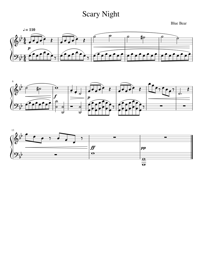 Scary Night Sheet music for Piano (Solo) | Musescore.com