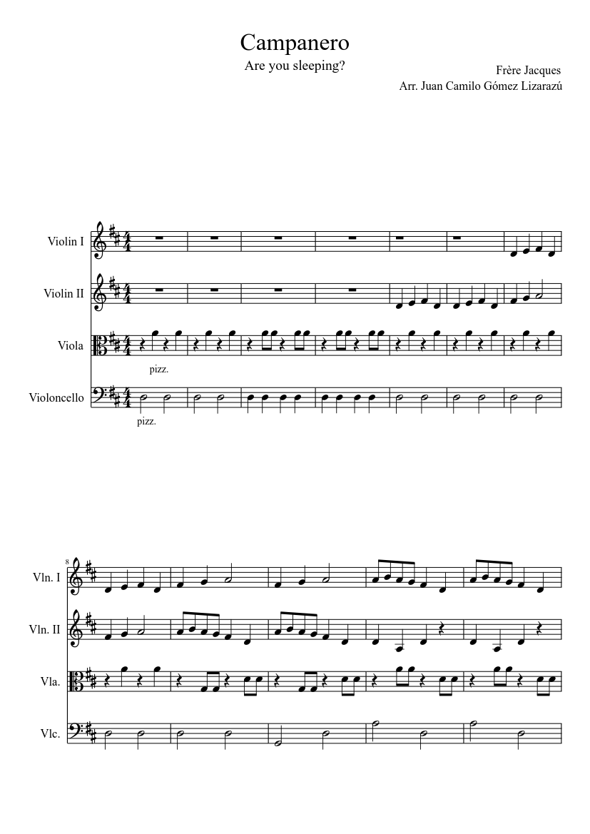 Canon Campanero - Cuarteto de cuerdas Sheet Music for Viola (Solo) | MuseScore.com