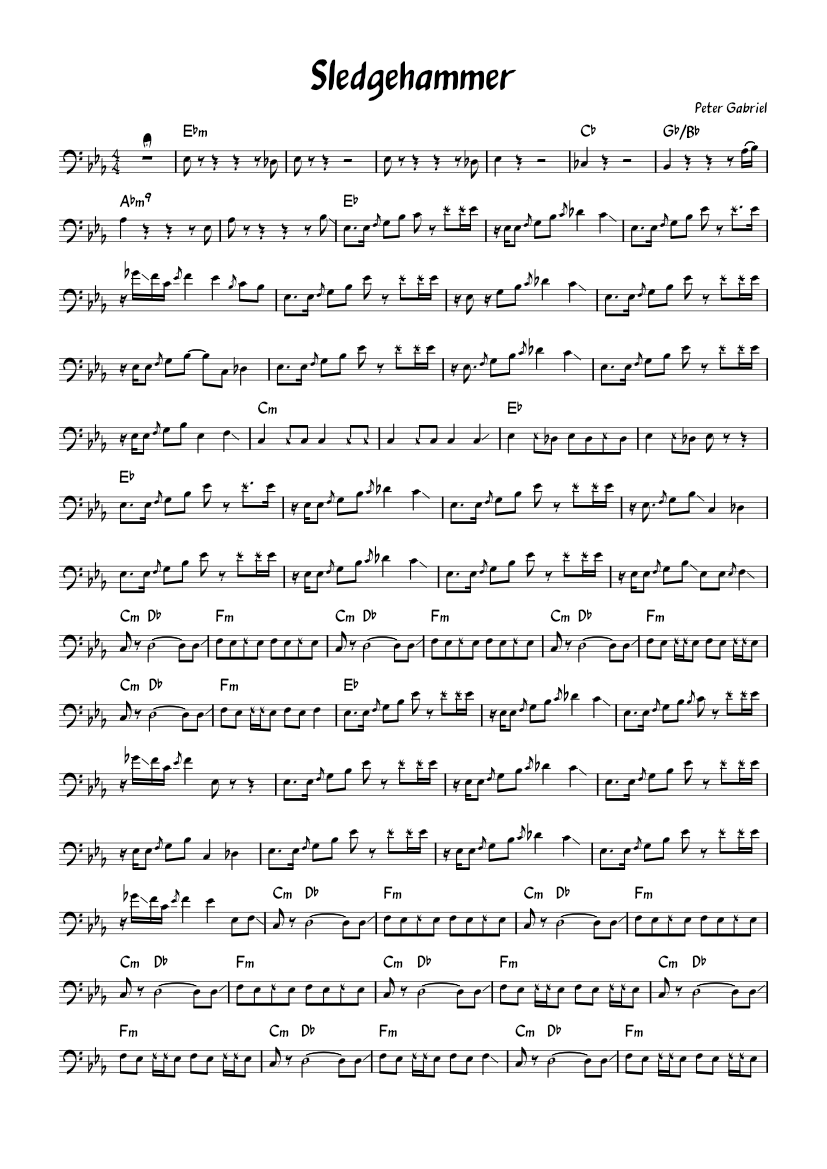 Sledgehammer – Peter Gabriel Sledgehammer Sheet Music with Chords for ...