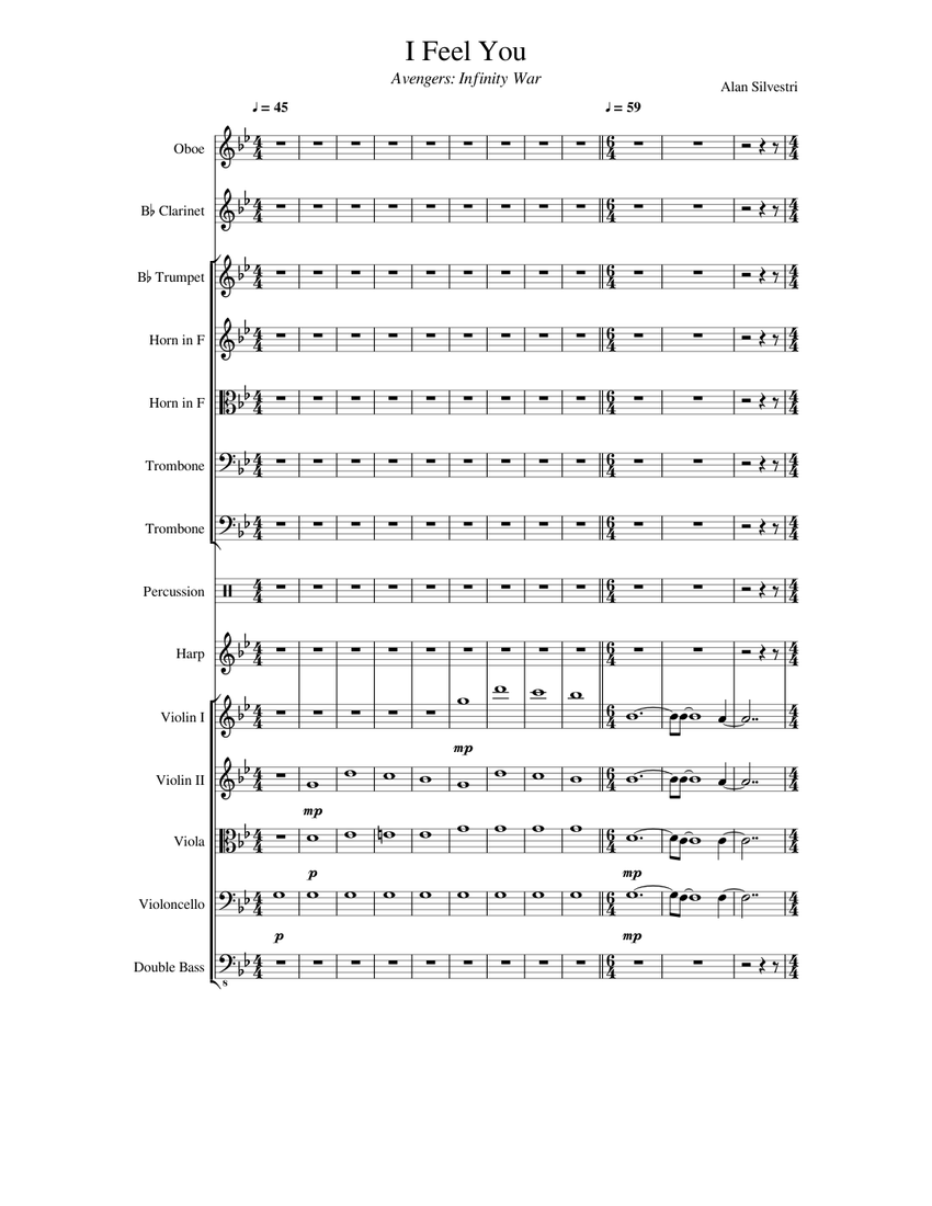 I Feel You - Avengers: Infinity War Sheet music for Trombone, Oboe ...