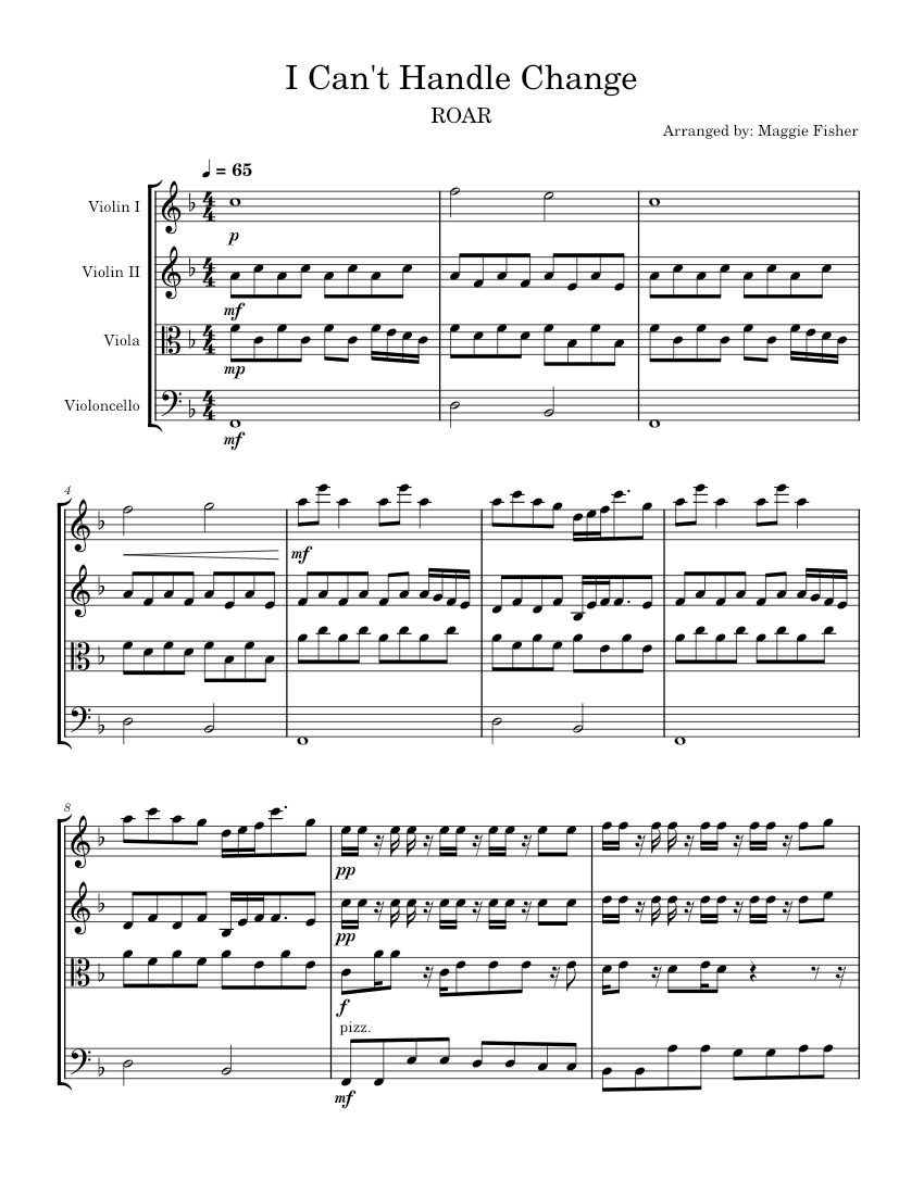 I Can't Handle Change – R.O.A.R. I Can't Handle Change - ROAR Sheet ...