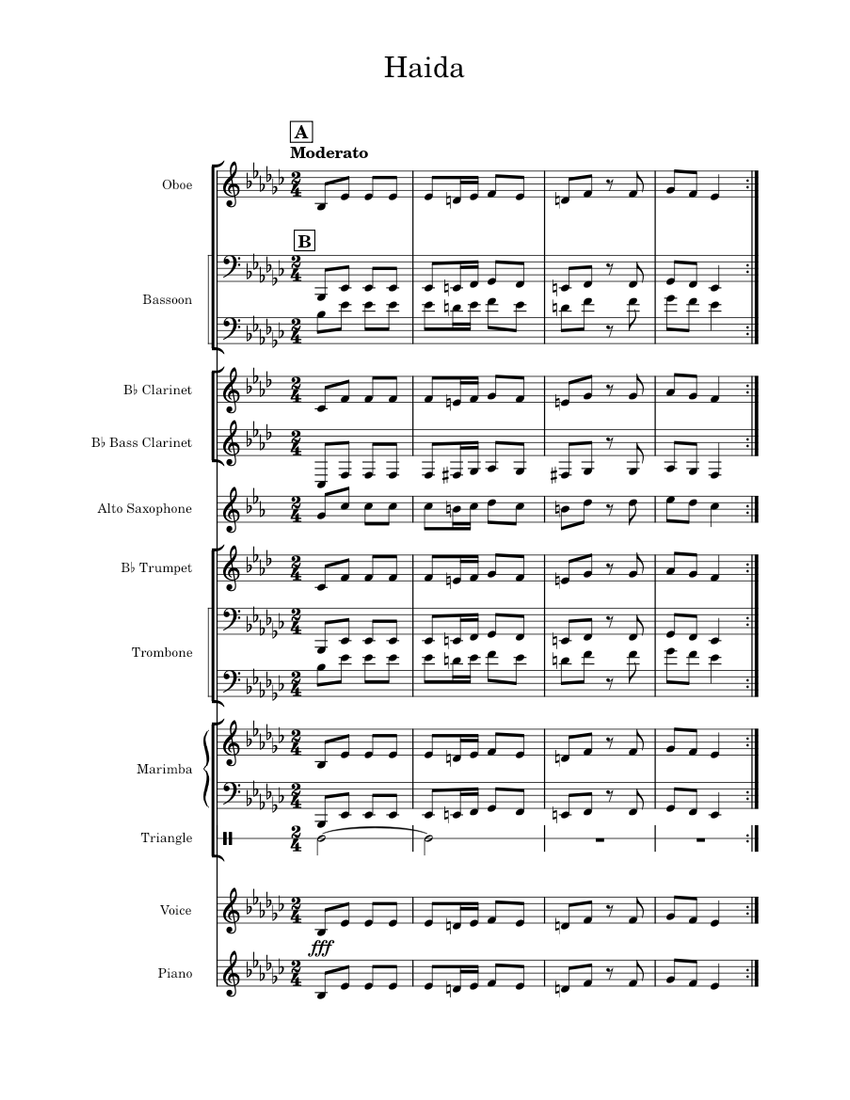 Haida – Hebrew Folk Song Haida Sheet music for Piano, Trombone, Vocals ...