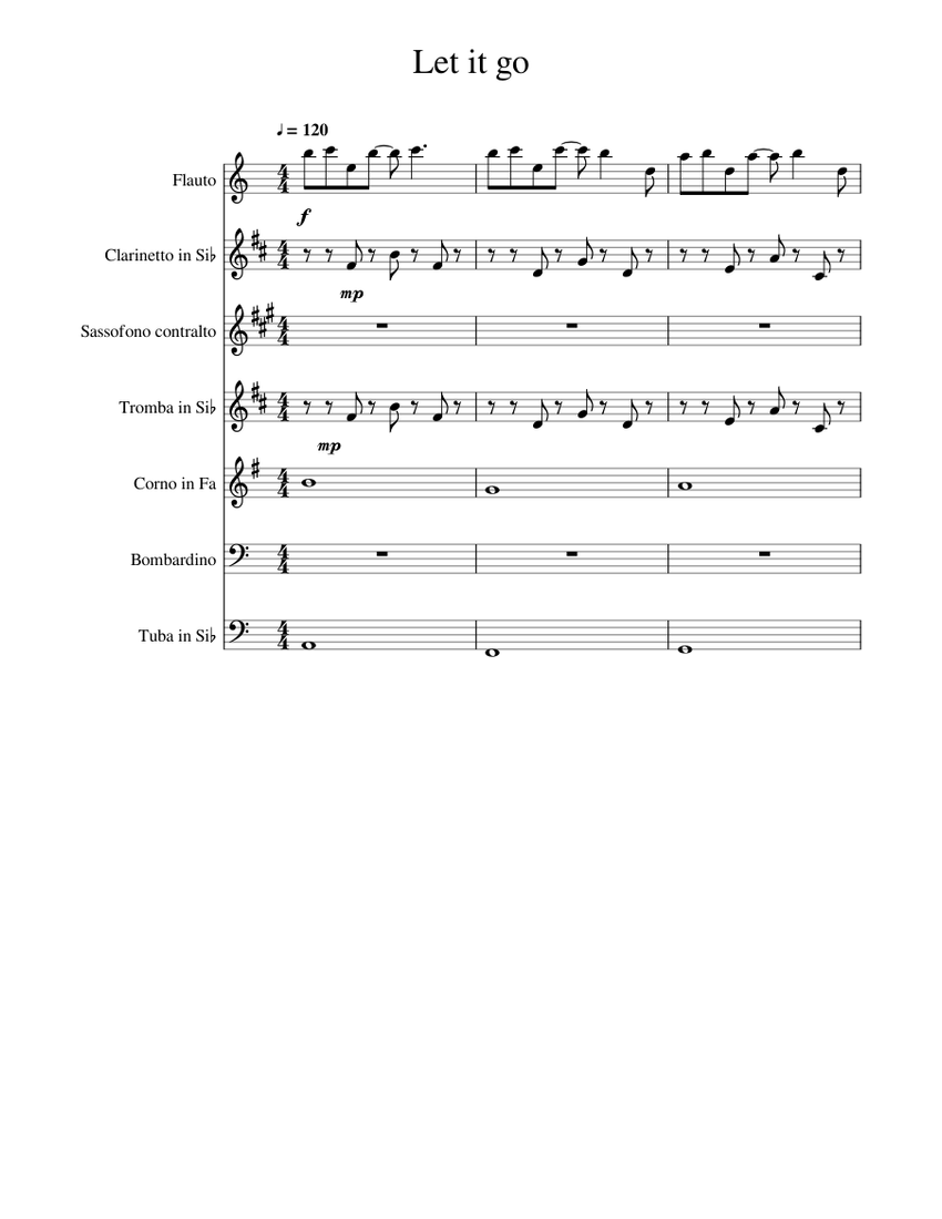 Let It Go Sheet music for Trumpet (In B Flat), Flute, Clarinet (In B ...